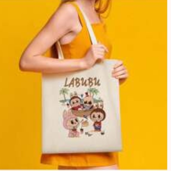 POP MART | Bags | New Labubu Canvas Style Tote Bag In Beige With ...
